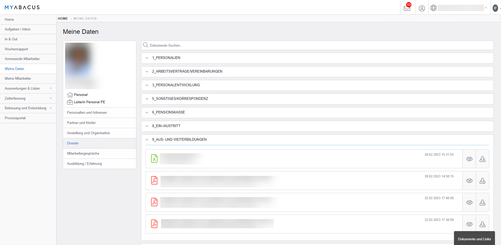 Anwendung von individuellen Tabellen im Mitarbeiterportal MyAbacus