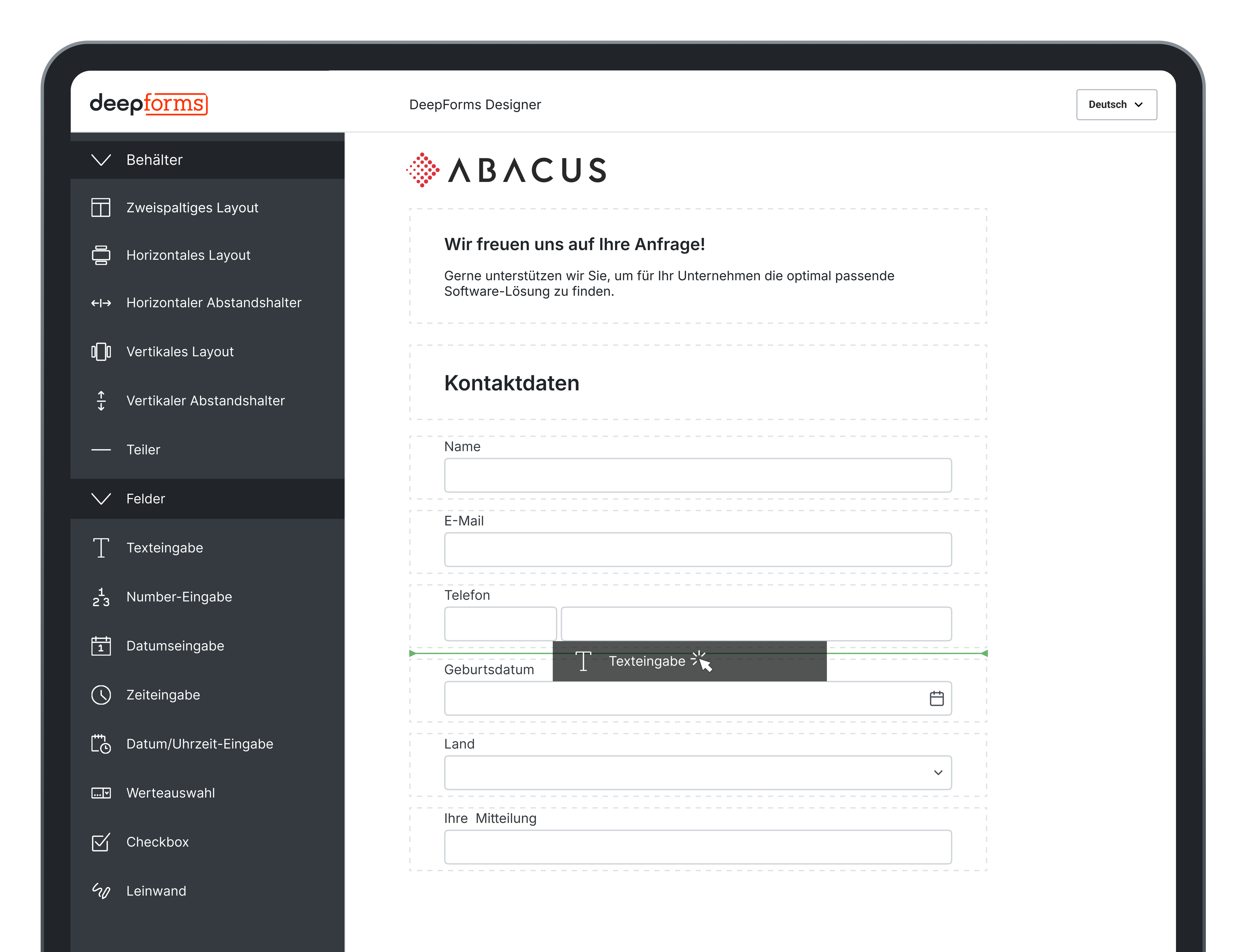DeepForms digital erfassen und Daten sofort im Abacus